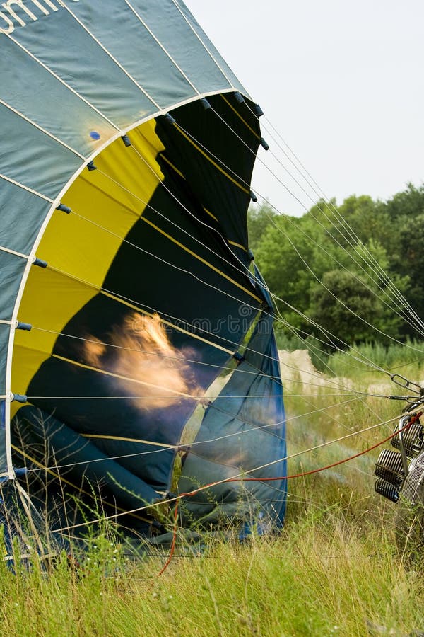 Inflating a Hot Air Balloon Stock Photo - Image of ballooning, lift ...