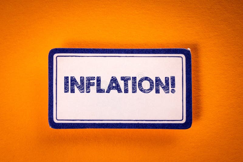 Inflation. Cardboard Sticker with Text on an Orange Background Stock ...