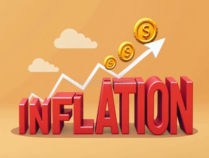 Inflation Concept with Bold Red Letters and Rising Costs Stock Photo ...