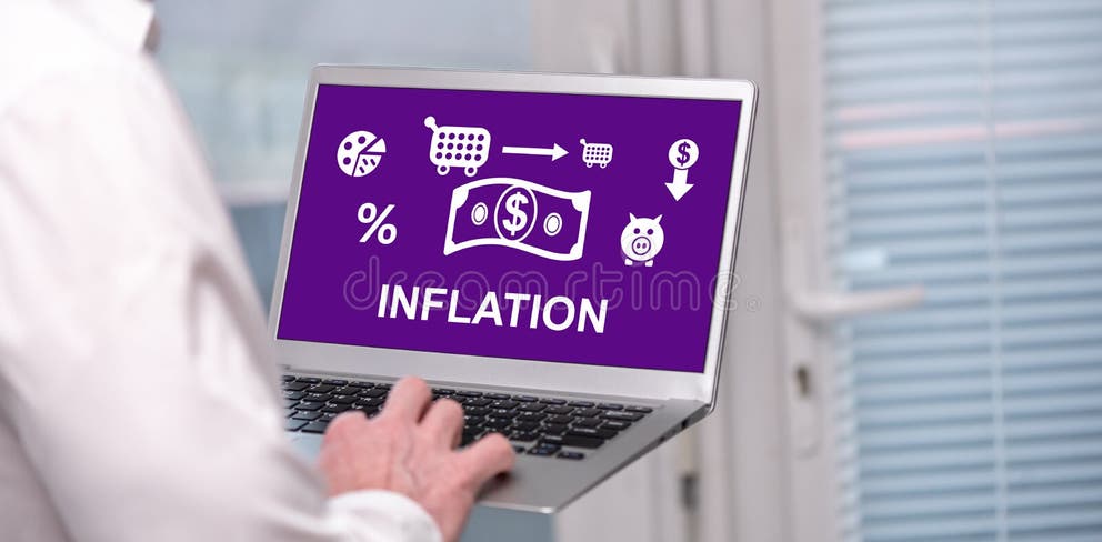 Inflation Concept on a Laptop Screen Stock Photo - Image of recession ...