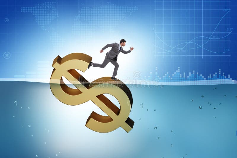 Inflation Concept with Sinking Dollar Sign Stock Illustration ...