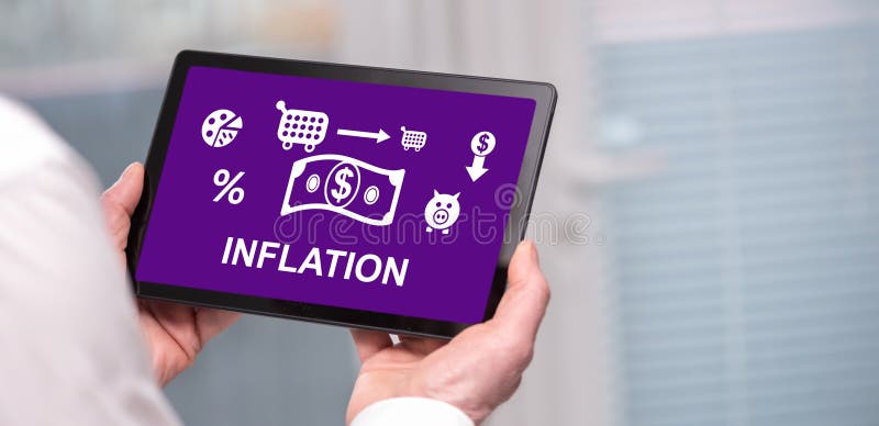 Inflation Concept on a Tablet Stock Image - Image of decrease, symbol ...