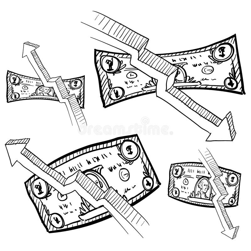 Inflation and Deflation Sketch Stock Vector - Illustration of spending ...