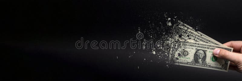 Inflation, Dollar Hyperinflation. Banner with Black Background Stock ...