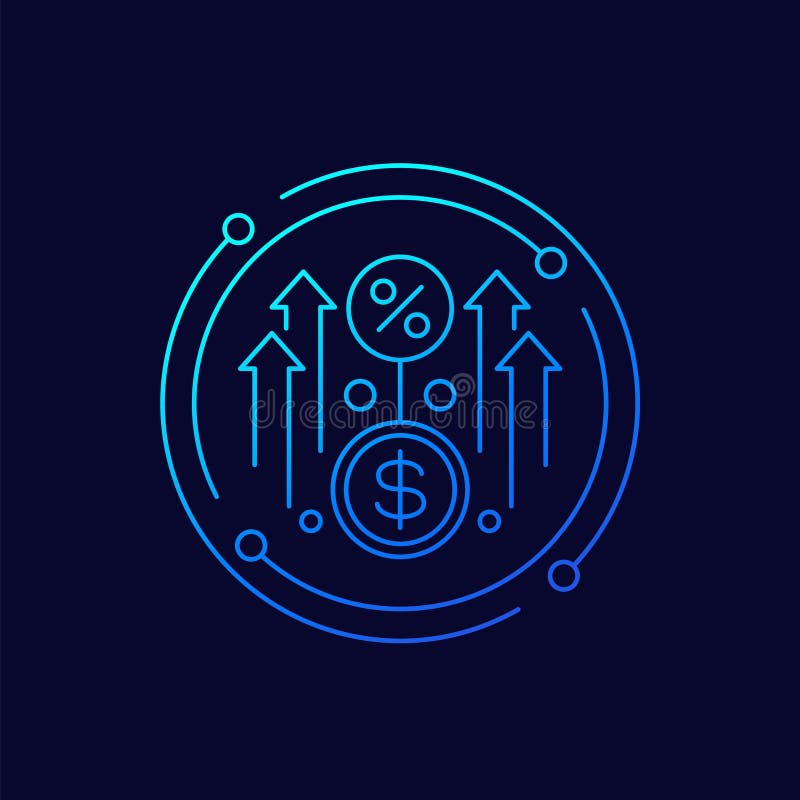 Inflation and High Prices Icon, Linear Design Stock Vector ...