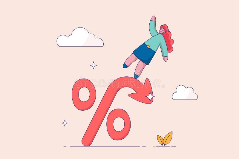 Inflation. Interest Rate Falling Down, Decrease or Reduction, Profit ...