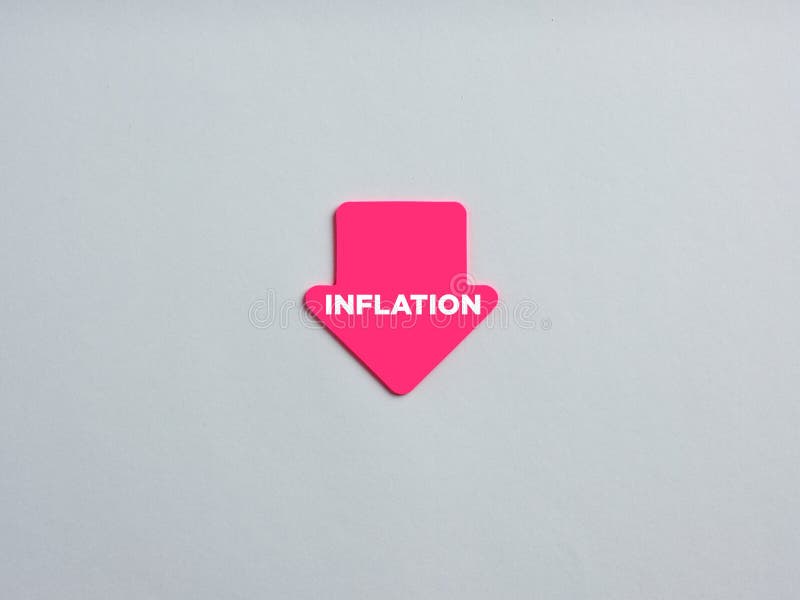 Inflation Rate is Falling or Slowing Down. Arrow Shaped Note Paper with ...