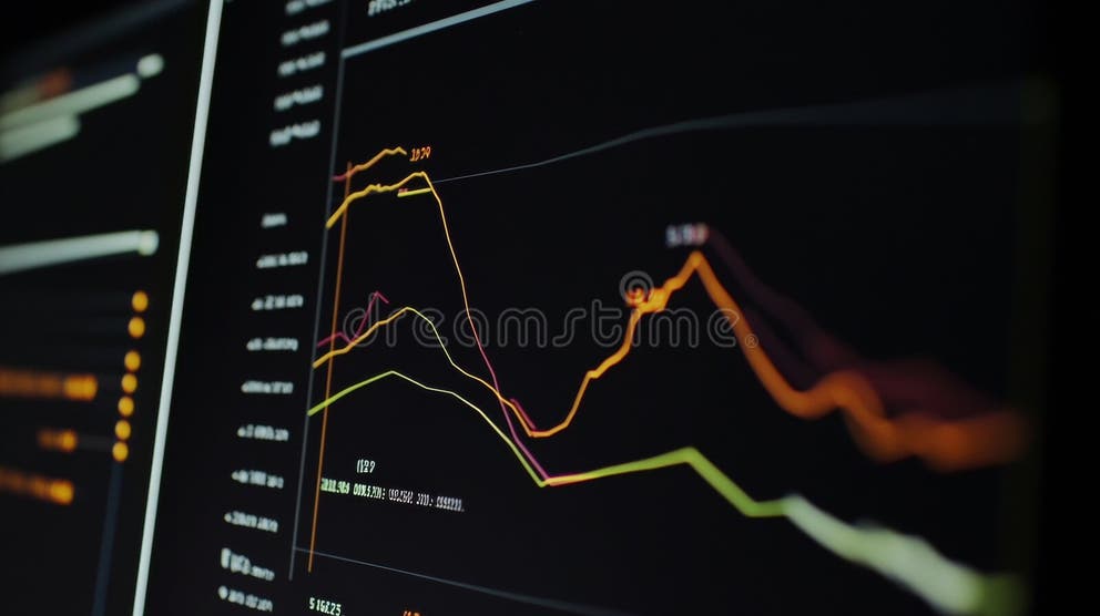 Inflation Rate Graph on Digital Display Vivid Data Visualization ...