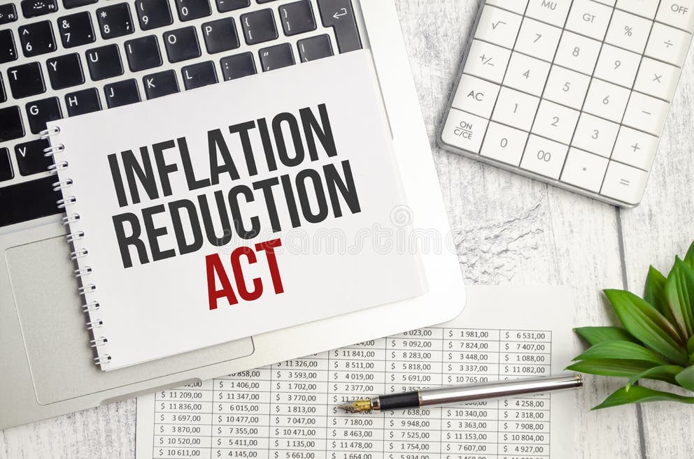 INFLATION REDUCTION ACT Text and Notepad with Pen, Charts and ...