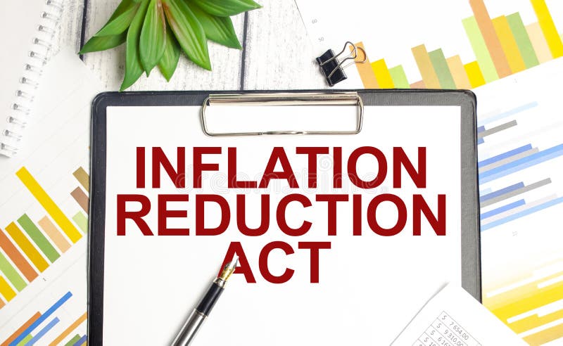 INFLATION REDUCTION ACT Words on Paper Folder and Charts Stock Image ...