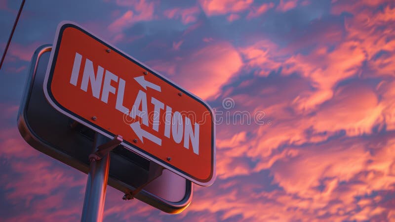 The Inflation Sign Road. AI Generated Stock Photo - Image of clouds ...