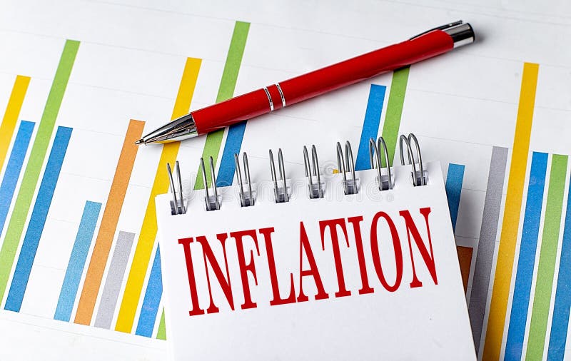 INFLATION Text on a Notebook with Chart and Pen Business Concept Stock ...