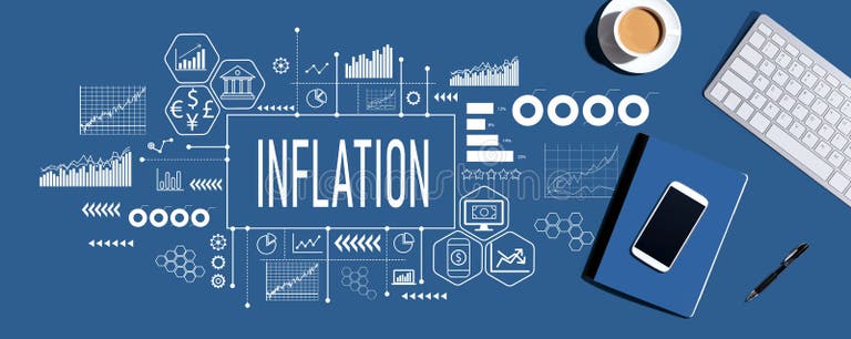 Inflation Theme with Computer Keyboard and Office Items Stock Photo ...