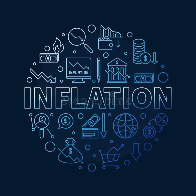 Inflation Vector Round Blue Outline Banner Hyperinflation Vector