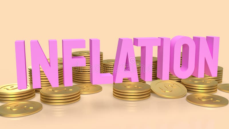 The Inflation Word and Gold Coins for Business Concept 3d Rendering ...