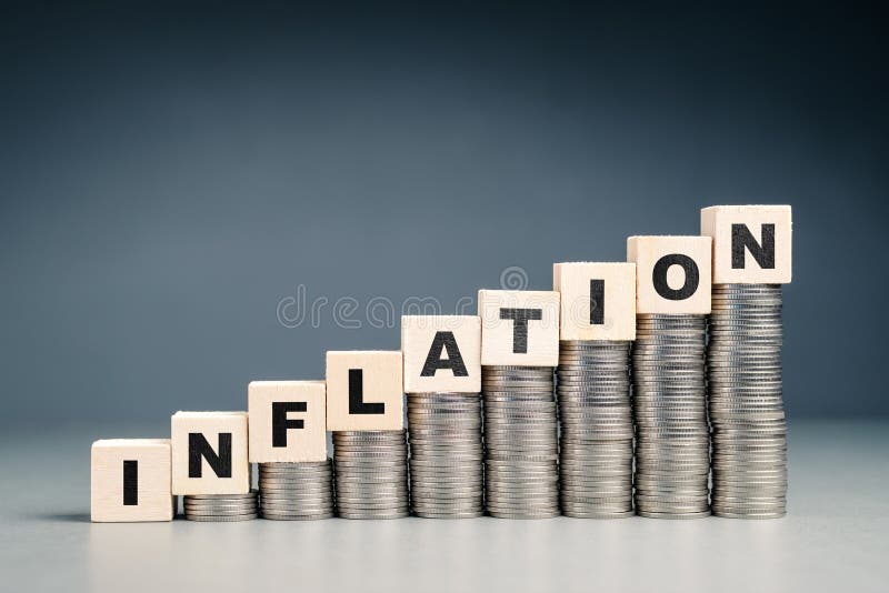 INFLATION Word on the Stack of Money Stock Photo - Image of finance ...