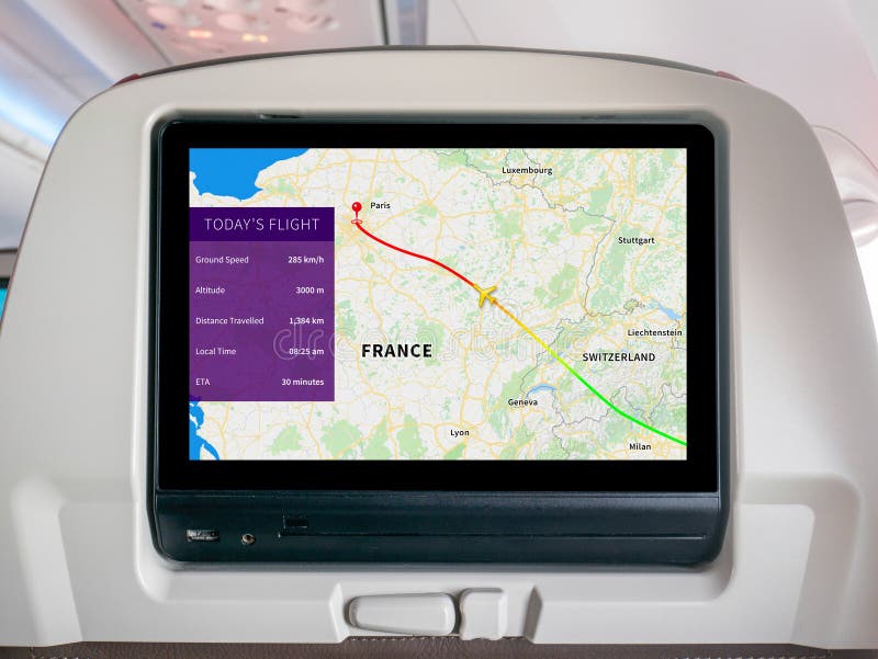 Attractive Female Passanger Watching in-flight Entertainment. Stock ...