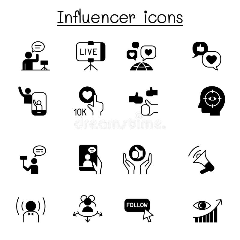 Influence People & Brand Ambassador Icon Set Vector Illustration ...