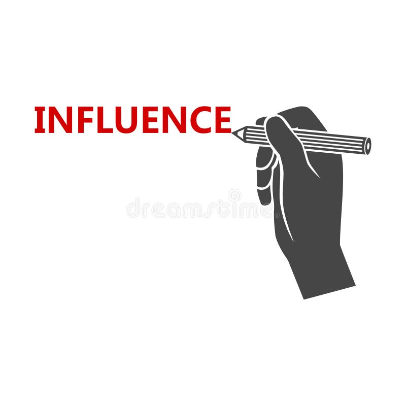 Influence Sign, Influence Word Icon or Logo, Color Set with Long Shadow ...