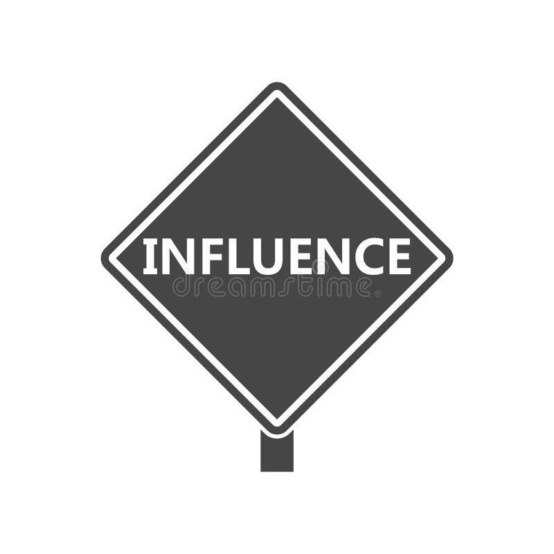 Influence Sign, Influence Word Icon or Logo, Color Set with Long Shadow ...