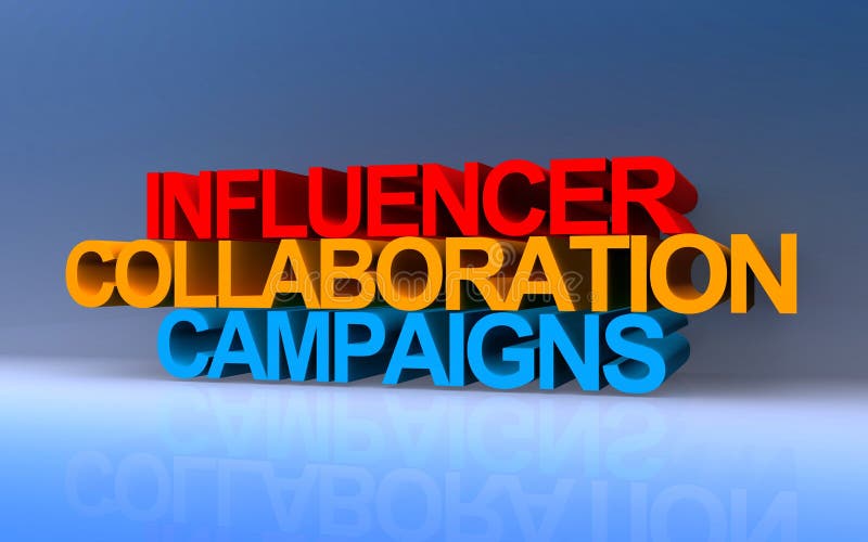 Influencer Collaboration Campaigns on Blue Stock Illustration ...