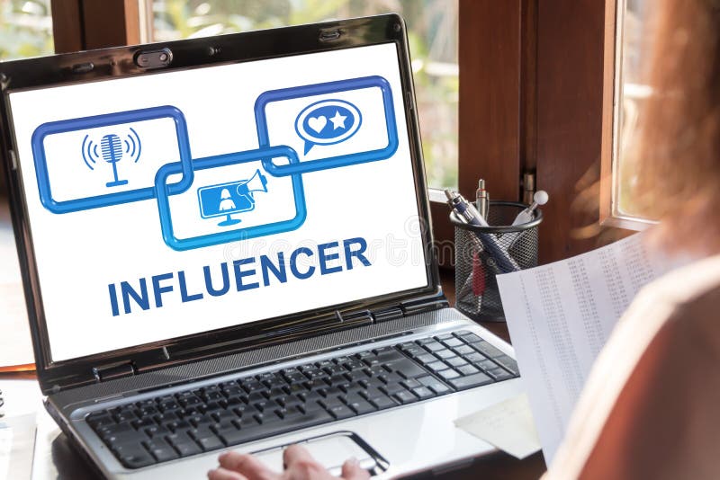 Influencer Concept on a Laptop Screen Stock Photo - Image of people ...