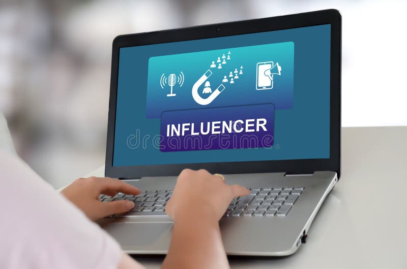 Influencer Concept on a Laptop Stock Photo - Image of social, influence ...