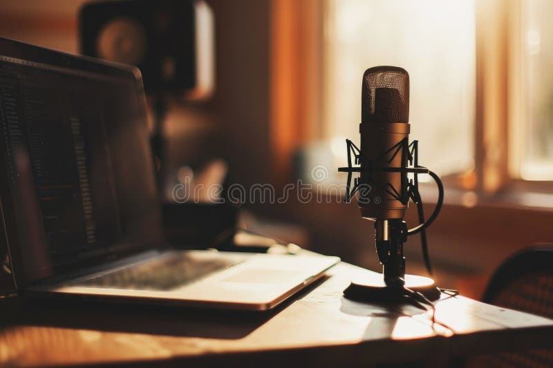 Influencer or Content Creator Recording a Video Podcast or YouTube ...