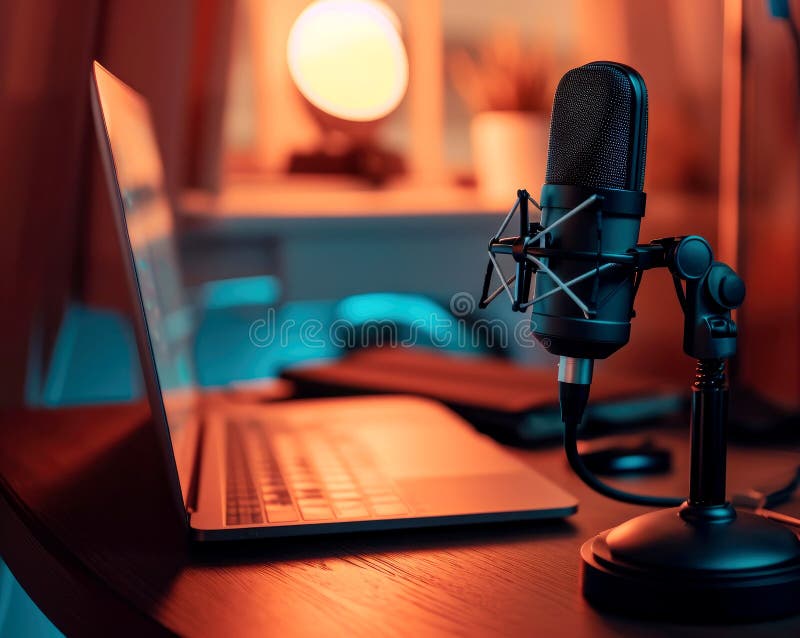 Influencer or Content Creator Recording a Video Podcast or YouTube ...