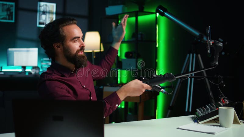 Influencer Doing Peace Sign in Front on Cellphone Attached To Selfie ...