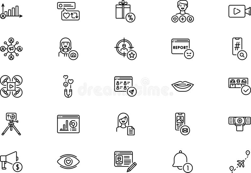 Influencer Icons Collection is a Vector Illustration with Editable ...