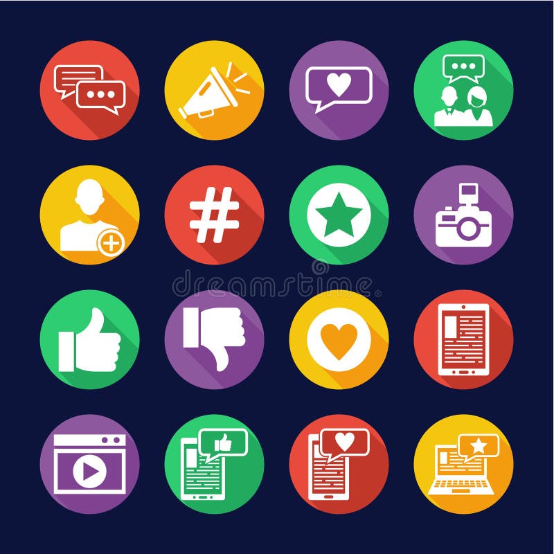 Influencer Icons Flat Design Set Stock Vector - Illustration of ...