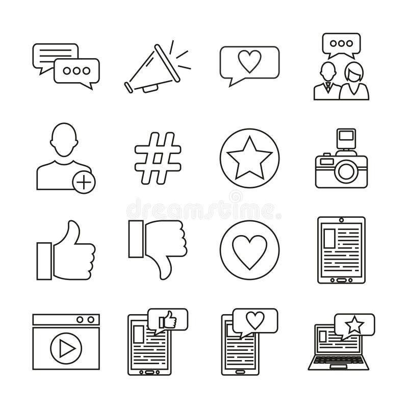 Influencer Icons Flat Design Set Stock Vector - Illustration of ...