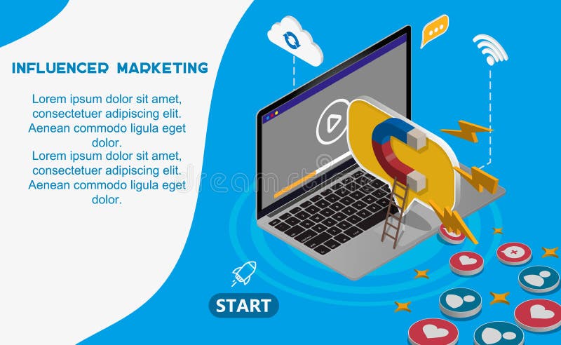 Influencer Marketing Concept with Magnet Stock Illustration ...