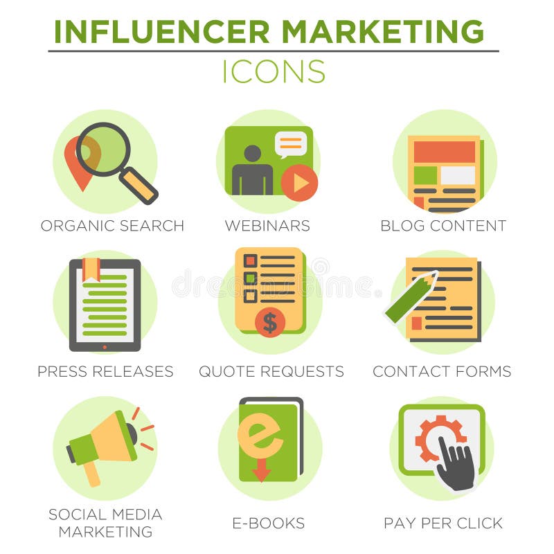 Influencer Marketing Icon Set Stock Vector - Illustration of abstract ...