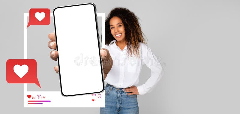 Social Media Influencer with a Smartphone on a Blank Background Stock ...