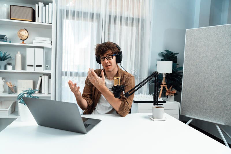 Influencer Using Headphone Talking with Listeners on Social Media ...