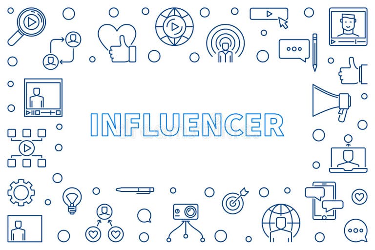 Influencer Vector Outline Illustration or Horizontal Frame Stock Vector ...