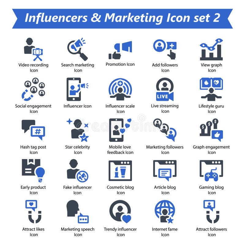 Influencers Marketing Icon Set 2 Stock Vector - Illustration of ...