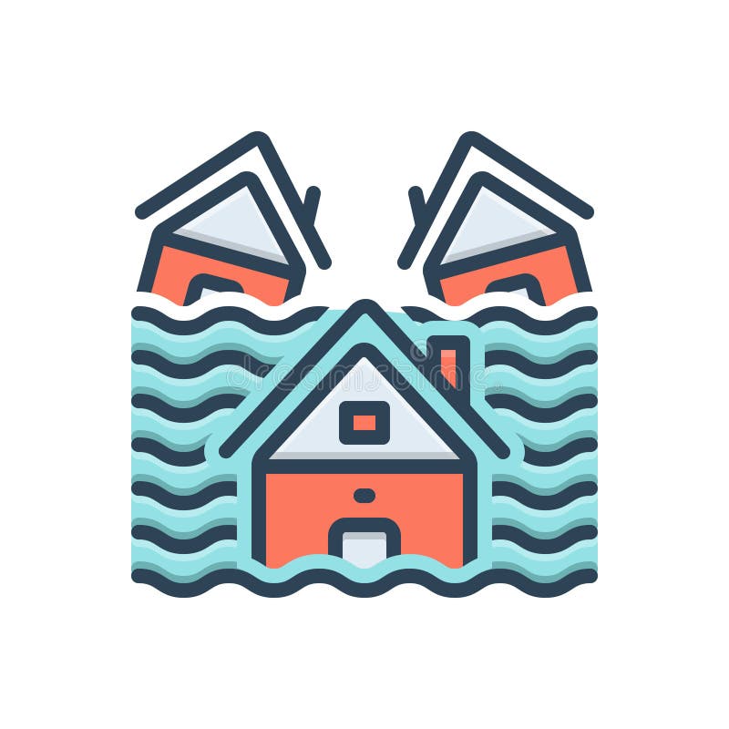 Color Illustration Icon for Influx, Inundation and Freshet Stock ...