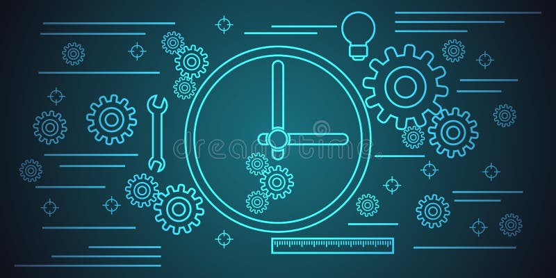 Time Control Thin Line Style Vector Concept Stock Vector - Illustration ...