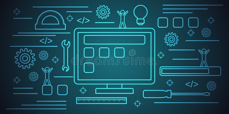 Application Development Thin Line Style Vector Concept Stock Vector ...