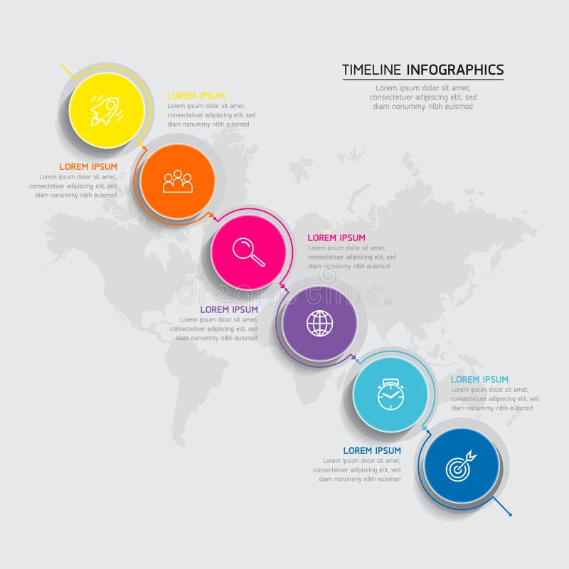 6 Steps Connection Infographic Element Design Template for Diagram ...