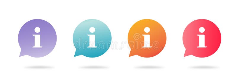 Info Bubble Sign Icon Vector Set, Red Green Blue Orange Purple Help ...