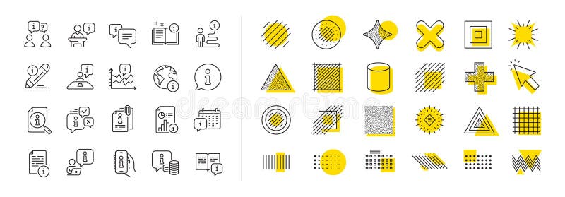 Info Center Line Icons. Reception Information, Journey Path, Guide Book ...