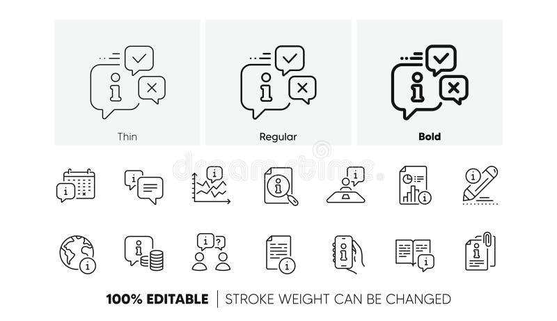 Info Center Line Icons. Reception Information, Journey Path, Guide Book ...