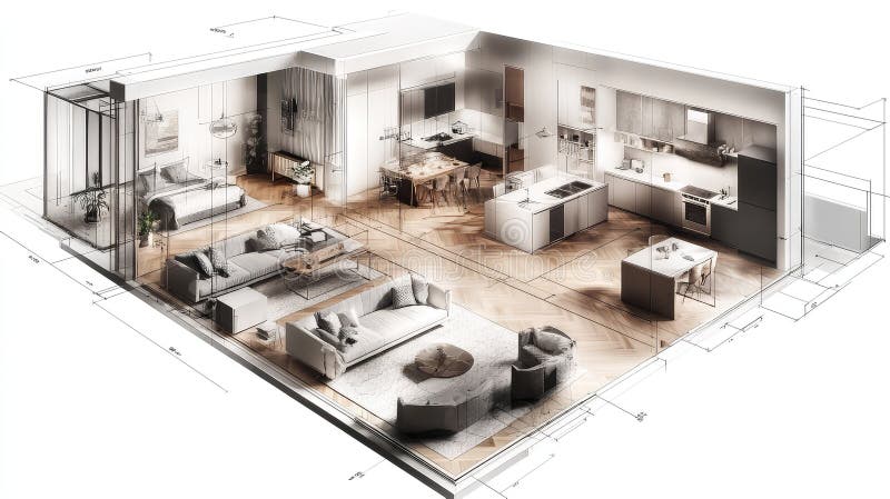 Info Clean Data Stream from 3d Floor Plan Infographic Stock Illustration - Illustration of ...