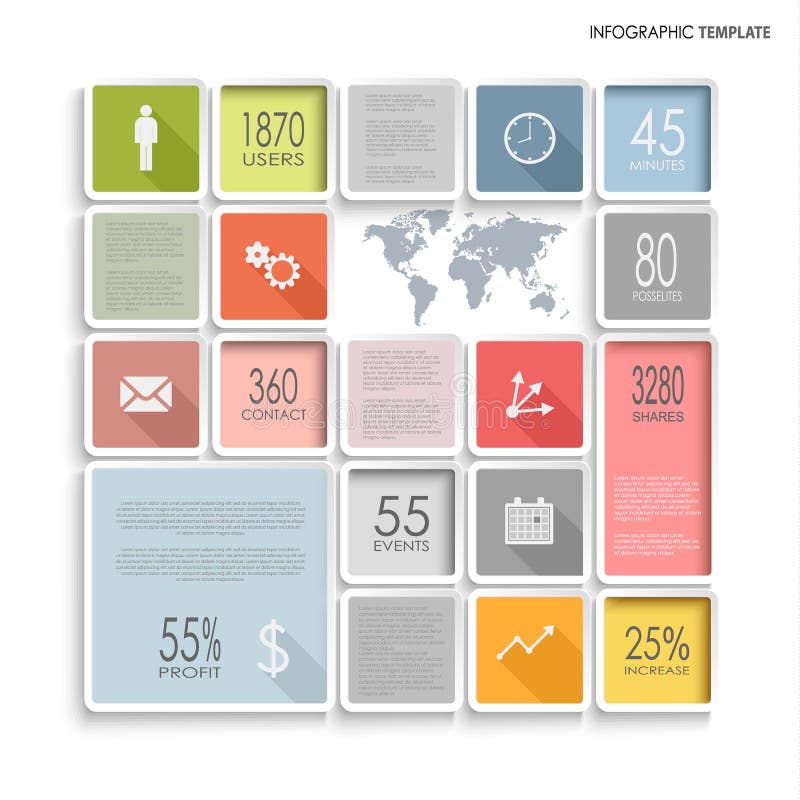 Info Graphic with Abstract Squares in Flat Design Template Stock Vector ...