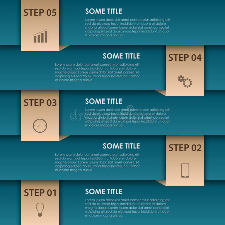 Info Graphic with Blue Stripes and Bookmarks Template Stock Vector ...