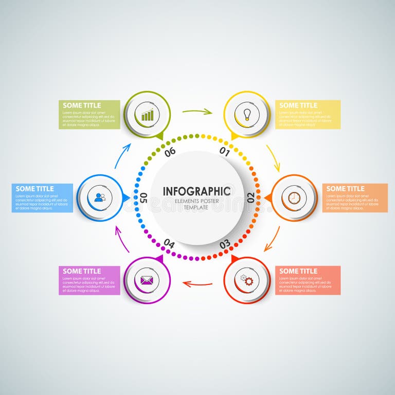 Info Graphic with Circular Design Pointers in Different Colors Stock ...